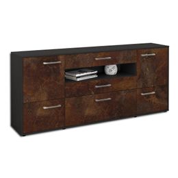 Stil.Zeit Sideboard Elvira | Korpus Anthrazit | Rost mit Griffen (180x79x35cm)