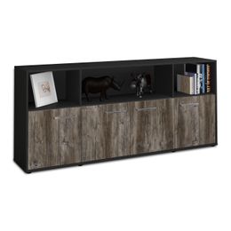 Stil.Zeit Sideboard Enrica | Korpus Anthrazit | Treibholz mit Griffen (180x79x35cm)