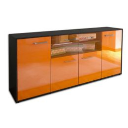 Stil.Zeit Sideboard Elsita | Korpus Anthrazit | Orange mit Griffen (180x79x35cm)