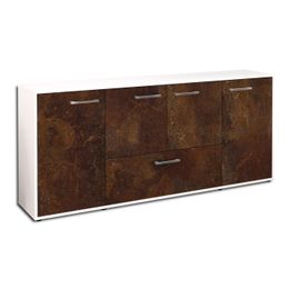 Stil.Zeit Sideboard Eli | Korpus Weiß | Rost mit Griffen (180x79x35cm)