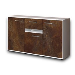 Stil.Zeit Sideboard Dorina | Korpus Weiß | Rost mit Griffen (136x79x35cm)