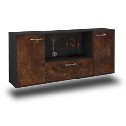 Stil.Zeit Sideboard Fort Collins | Korpus Anthrazit | Rost hängend mit Griffen (180x79x35cm)