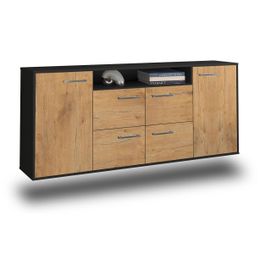 Stil.Zeit Sideboard Carrollton | Korpus Anthrazit | Eiche hängend mit Griffen (180x79x35cm)