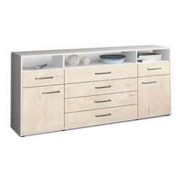 Stil.Zeit Sideboard Evelina | Korpus Weiß | Zeder mit Griffen (180x79x35cm)