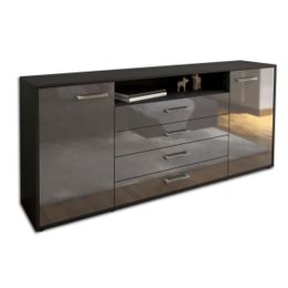 Stil.Zeit Sideboard Enzo | Korpus Anthrazit | Grau mit Griffen (180x79x35cm)