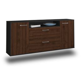 Stil.Zeit Sideboard Thousand Oaks | Korpus Anthrazit | Walnuss hängend mit Griffen (180x79x35cm)