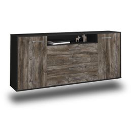 Stil.Zeit Sideboard New Haven | Korpus Anthrazit | Treibholz hängend mit Griffen (180x79x35cm)