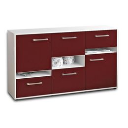 Stil.Zeit Sideboard Egizia | Korpus Weiß | Bordeaux mit Griffen (136x79x35cm)