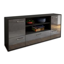 Stil.Zeit Sideboard Emanuela | Korpus Anthrazit | Grau mit Griffen (180x79x35cm)