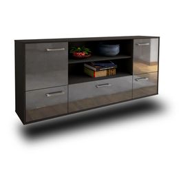 Stil.Zeit Sideboard Sterling Heights | Korpus Anthrazit | Grau hängend mit Griffen (180x79x35cm)