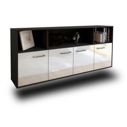 Stil.Zeit Sideboard Columbia | Korpus Anthrazit | Weiß hängend mit Griffen (180x79x35cm)