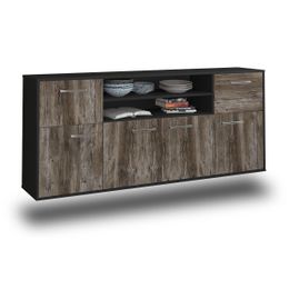 Stil.Zeit Sideboard Topeka | Korpus Anthrazit | Treibholz hängend mit Griffen (180x79x35cm)