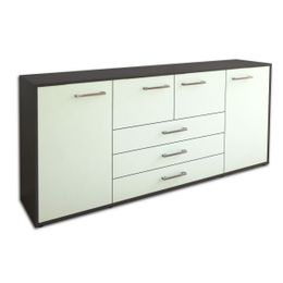 Stil.Zeit Sideboard Eliana | Korpus Anthrazit | Mint mit Griffen (180x79x35cm)