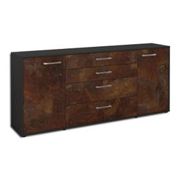 Stil.Zeit Sideboard Elettra | Korpus Anthrazit | Rost mit Griffen (180x79x35cm)