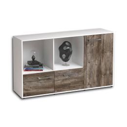 Stil.Zeit Sideboard Dolcia | Korpus Weiß | Treibholz mit Griffen (136x79x35cm)