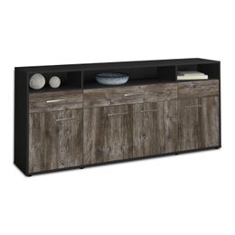 Stil.Zeit Sideboard Ezia | Korpus Anthrazit | Treibholz mit Griffen (180x79x35cm)