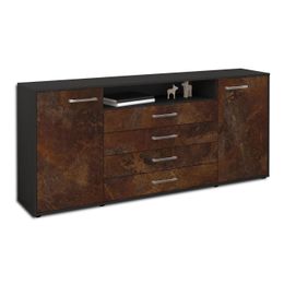 Stil.Zeit Sideboard Enzo | Korpus Anthrazit | Rost mit Griffen (180x79x35cm)