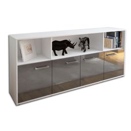 Stil.Zeit Sideboard Enrica | Korpus Weiß | Grau mit Griffen (180x79x35cm)