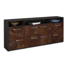 Stil.Zeit Sideboard Evita | Korpus Anthrazit | Rost mit Griffen (180x79x35cm)