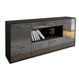 Stil.Zeit Sideboard ELSA | Korpus Anthrazit | Grau mit Griffen (180x79x35cm)