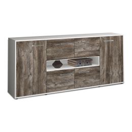 Stil.Zeit Sideboard Farina | Korpus Weiß | Treibholz mit Griffen (180x79x35cm)