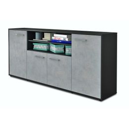 Stil.Zeit Sideboard Elsita | Korpus Anthrazit | Beton mit Griffen (180x79x35cm)