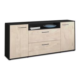 Stil.Zeit Sideboard Erina | Korpus Anthrazit | Zeder mit Griffen (180x79x35cm)