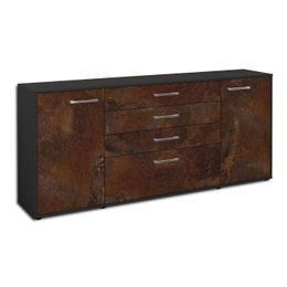 Stil.Zeit Sideboard Eleni | Korpus Anthrazit | Rost mit Griffen (180x79x35cm)