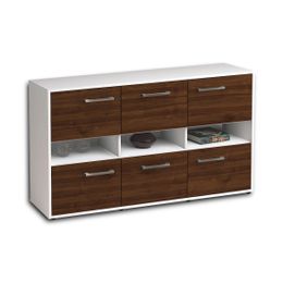 Stil.Zeit Sideboard Diletta | Korpus Weiß | Walnuss mit Griffen (136x79x35cm)