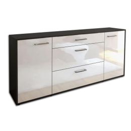 Stil.Zeit Sideboard Eleonora | Korpus Anthrazit | Weiß mit Griffen (180x79x35cm)