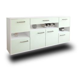 Stil.Zeit Sideboard Downey | Korpus Weiß | Mint hängend mit Griffen (180x79x35cm)