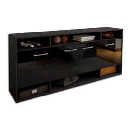 Stil.Zeit Sideboard Felia | Korpus Anthrazit | Schwarz mit Griffen (180x79x35cm)