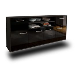 Stil.Zeit Sideboard Topeka | Korpus Anthrazit | Schwarz hängend mit Griffen (180x79x35cm)