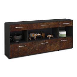 Stil.Zeit Sideboard Fabiana | Korpus Anthrazit | Rost mit Griffen (180x79x35cm)