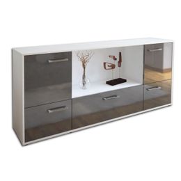 Stil.Zeit Sideboard Elvezia | Korpus Weiß | Grau mit Griffen (180x79x35cm)