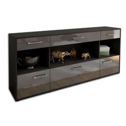 Stil.Zeit Sideboard Fabiana | Korpus Anthrazit | Grau mit Griffen (180x79x35cm)