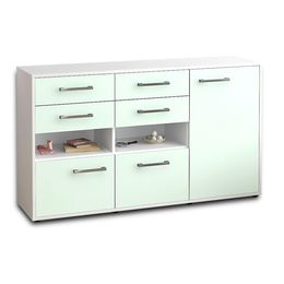 Stil.Zeit Sideboard Domi | Korpus Weiß | Mint mit Griffen (136x79x35cm)