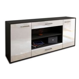 Stil.Zeit Sideboard Feli | Korpus Anthrazit | Weiß mit Griffen (180x79x35cm)