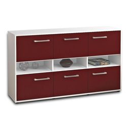 Stil.Zeit Sideboard Diletta | Korpus Weiß | Bordeaux mit Griffen (136x79x35cm)