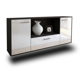 Stil.Zeit Sideboard Fort Collins | Korpus Anthrazit | Weiß hängend mit Griffen (180x79x35cm)