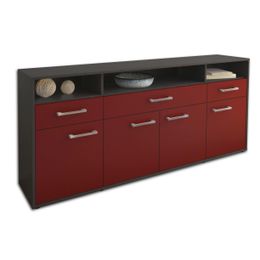 Stil.Zeit Sideboard Ezia | Korpus Anthrazit | Bordeaux mit Griffen (180x79x35cm)