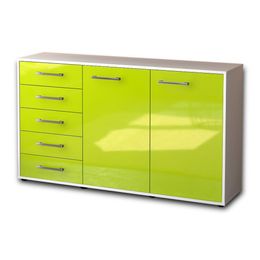 Stil.Zeit Sideboard Dorentina | Korpus Weiß | Gruen mit Griffen (136x79x35cm)