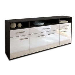 Stil.Zeit Sideboard Ezia | Korpus Anthrazit | Weiß mit Griffen (180x79x35cm)