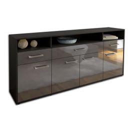 Stil.Zeit Sideboard Ezia | Korpus Anthrazit | Grau mit Griffen (180x79x35cm)