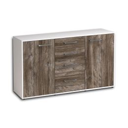 Stil.Zeit Sideboard Donna | Korpus Weiß | Treibholz mit Griffen (136x79x35cm)