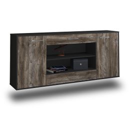 Stil.Zeit Sideboard Olathe | Korpus Anthrazit | Treibholz hängend mit Griffen (180x79x35cm)