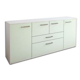 Stil.Zeit Sideboard Elisa | Korpus Weiß | Mint mit Griffen (180x79x35cm)