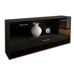 Stil.Zeit Sideboard Ella | Korpus Anthrazit | Schwarz mit Griffen (180x79x35cm)