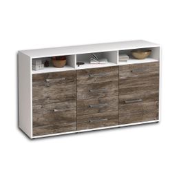 Stil.Zeit Sideboard Donabella | Korpus Weiß | Treibholz mit Griffen (136x79x35cm)