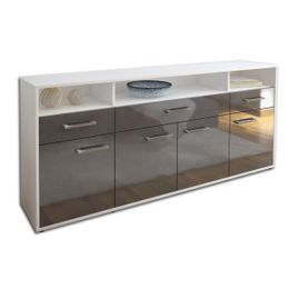 Stil.Zeit Sideboard Ezia | Korpus Weiß | Grau mit Griffen (180x79x35cm)